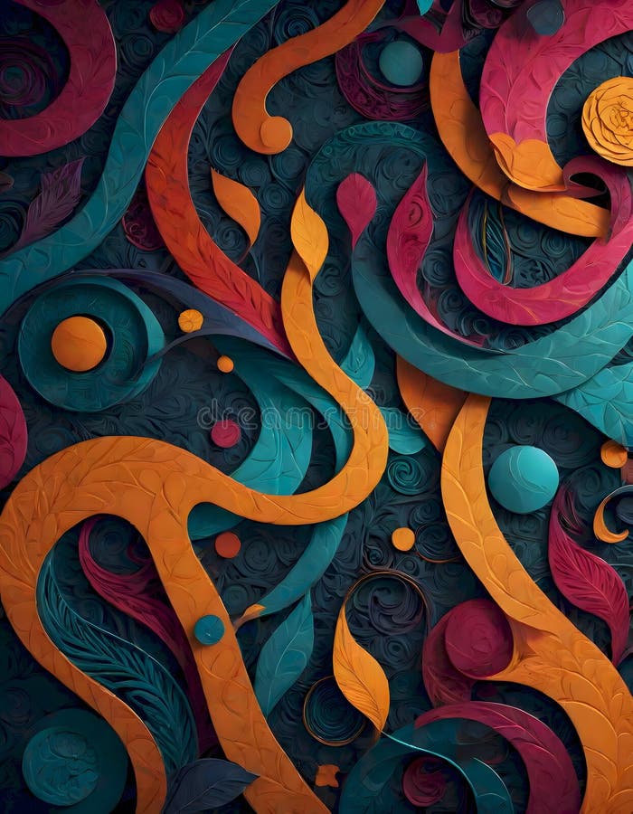 Modern Vibrant Pattern Texture with Swirling Shapes and Lines ...