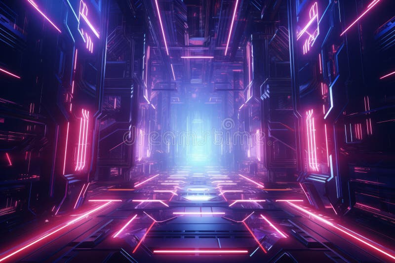 Modern and Vibrant Room Illuminated by Neon Lights Stock Photo - Image ...