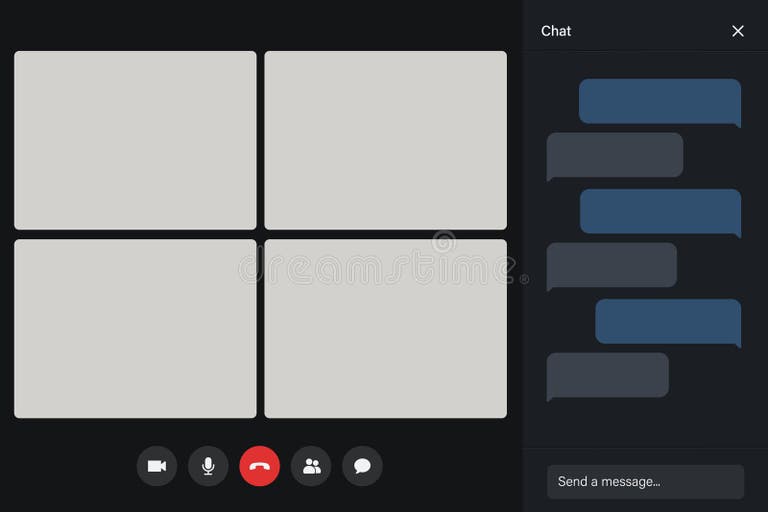 Video Conference Interface with Participants and Chat Features Stock ...