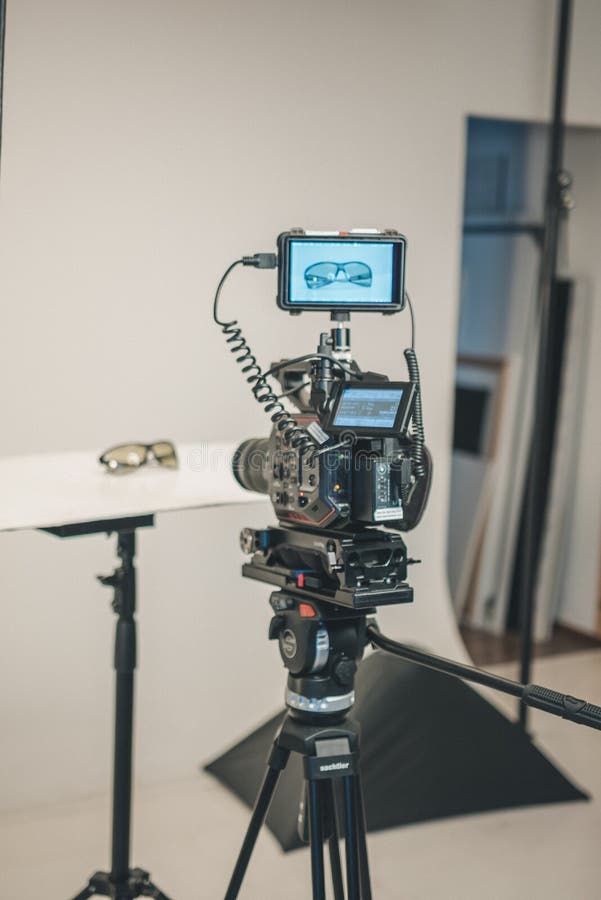 Modern Video Camera in a Studio with Movie Light Editorial Photo ...