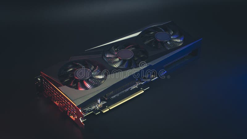 Modern Video Card for a Powerful Gaming Computer on a Dark Background ...