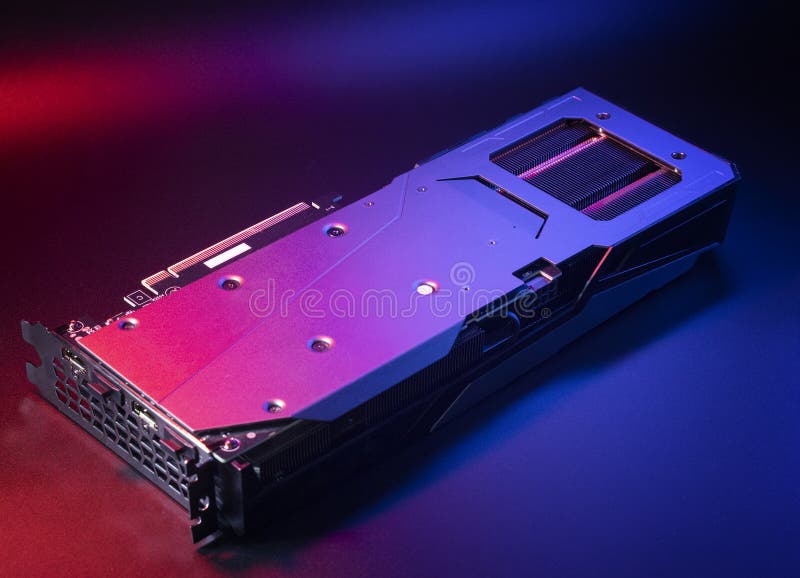 Modern Video Card for a Powerful Gaming Computer on a Dark Background ...