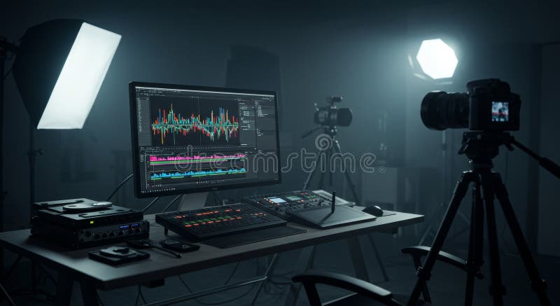 Modern Video Editing Studio Setup Advanced Video Editing Workstation ...