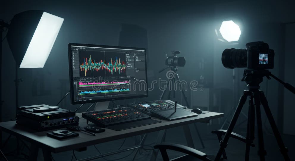 Modern Video Editing Studio Setup Advanced Video Editing Workstation ...