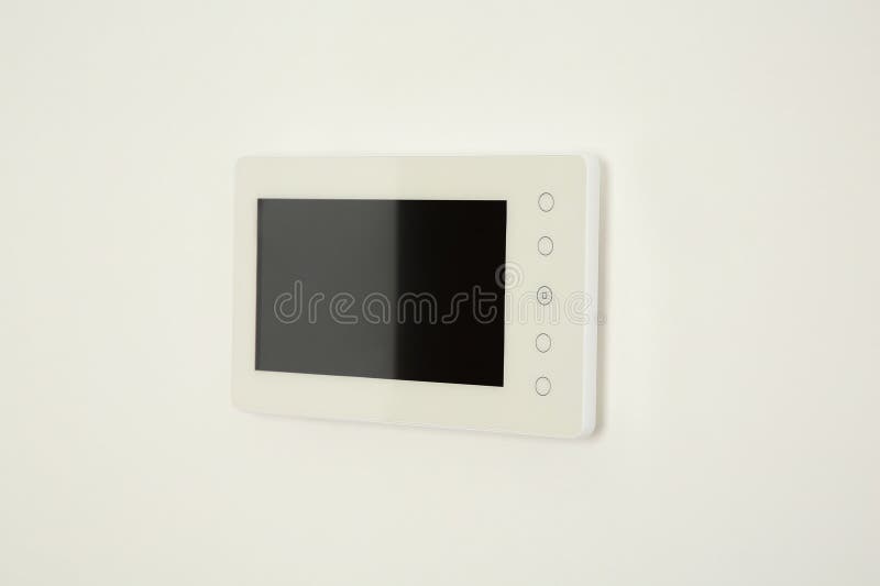 Modern Video Intercom Hanging on White Wall Stock Photo - Image of ...