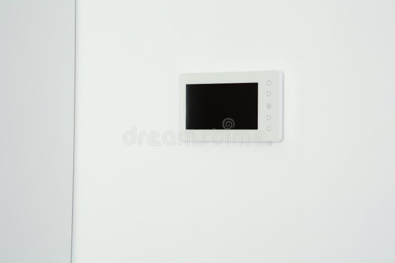 Modern Video Intercom Hanging on White Wall Stock Photo - Image of ...