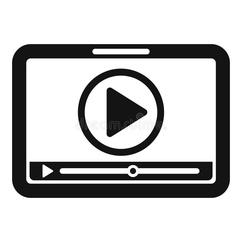 Black and White Illustration of a Simplified Video Player Screen with ...