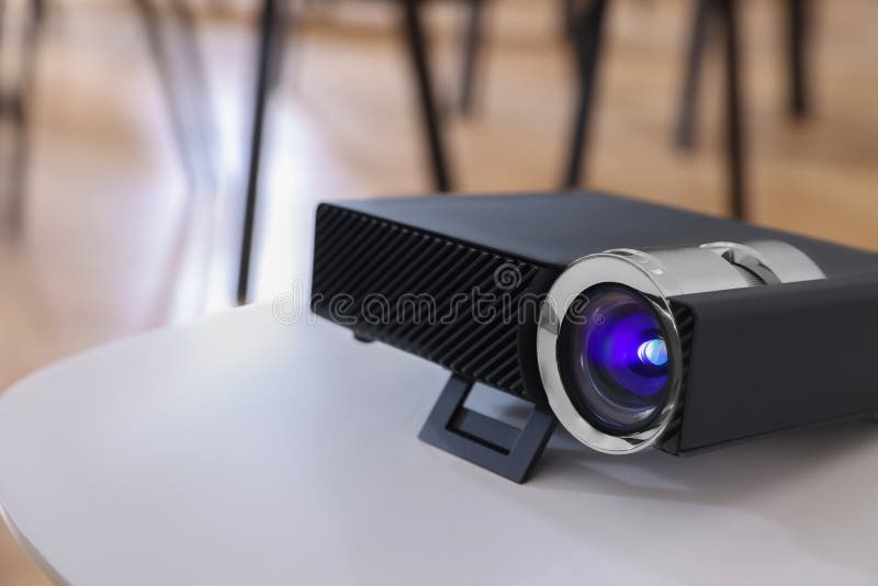 Modern Video Projector on Table in Conference Room Stock Image - Image ...