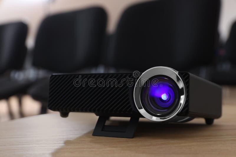 Modern Video Projector on Table in Conference Room Stock Photo - Image ...