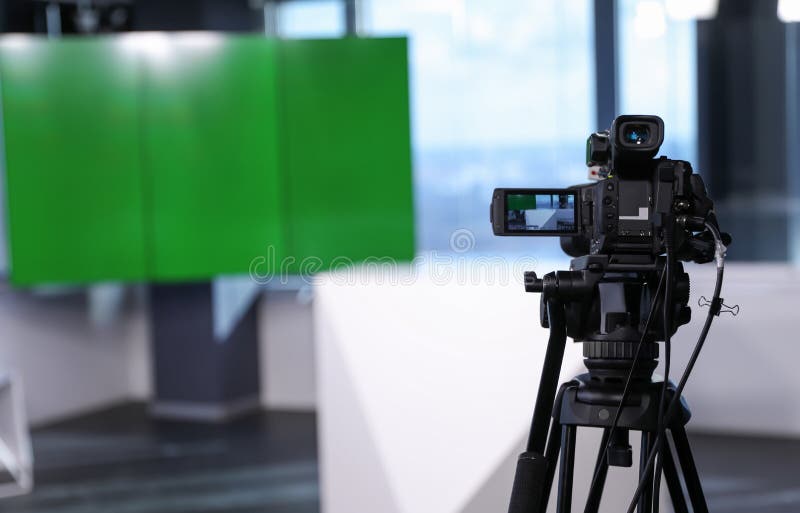 Modern Video Recording Studio with Equipment, Focus on Camera Stock ...