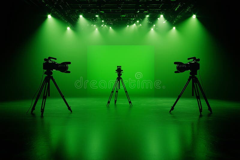 Modern Video Shooting Studio Featuring Three Cameras on Tripods ...