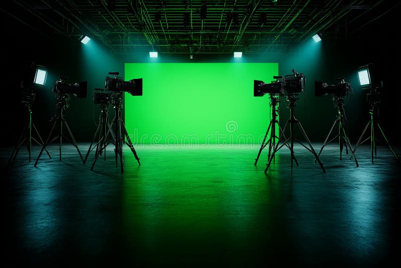 Modern Video Studio Featuring Multiple Cameras and Green Screen ...