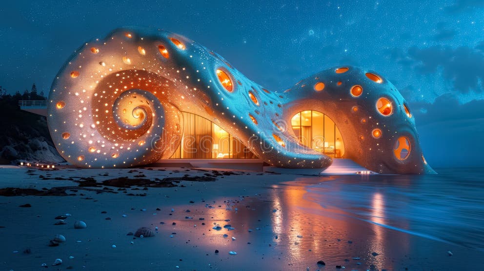 Modern Villa Adorned with Intricate, Iridescent Patterns Stock ...