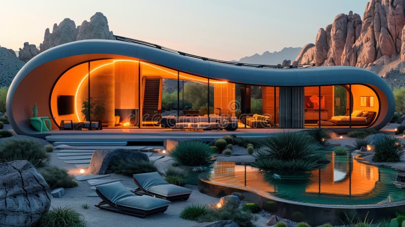 Modern Villa Adorned with Intricate, Iridescent Patterns Stock ...