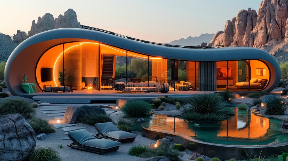 Modern Villa Adorned with Intricate, Iridescent Patterns Stock ...