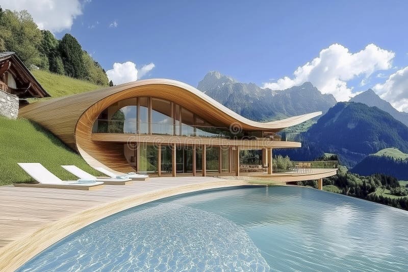Modern Villa in an Alpine Setting. AI Generated Stock Illustration ...