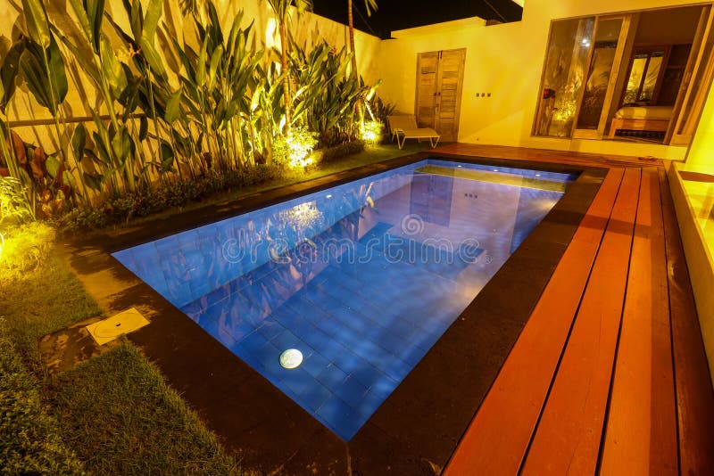 Modern Villa with Colored Led Lights at Night. Nobody Inside Stock ...