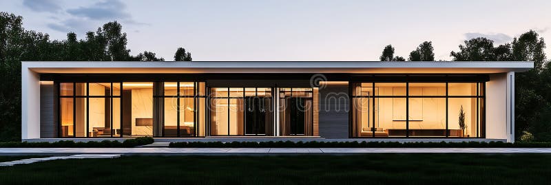 Modern Villa Front Elevation Mockup with Sharp Angles and Large Windows ...