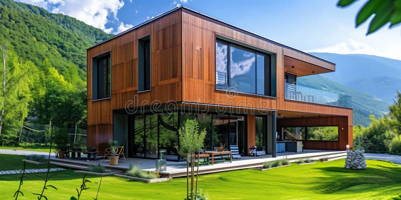 Modern Villa with Front Pool Stock Photo - Image of area, contemporary ...