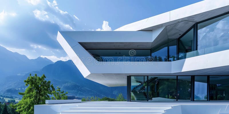 Modern Villa with Many Windows Stock Photo - Image of glass, windows ...