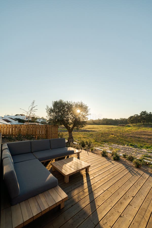 Modern Villa with Pool and Deck Stock Image - Image of relax, deck ...