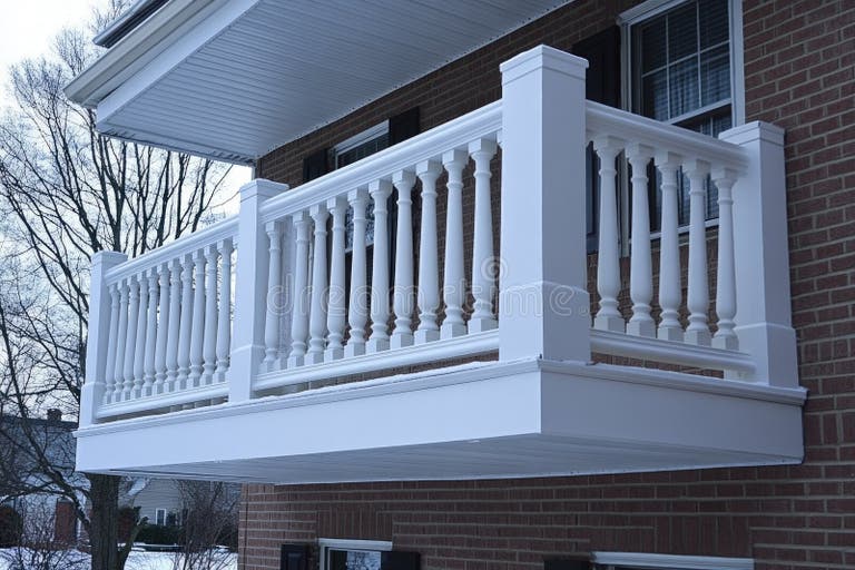 A Modern Vinyl Railing on a Balcony, Clean and Functional, Urban ...