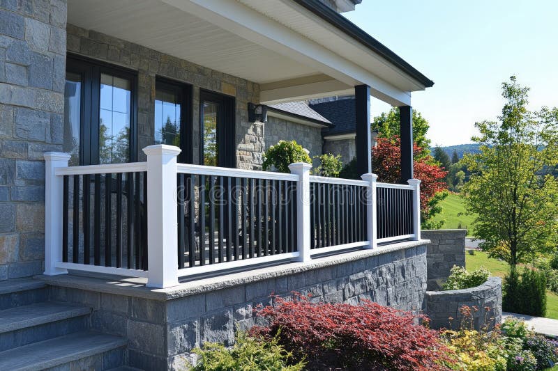 A Modern Vinyl Railing on a Balcony, Clean and Functional, Urban ...
