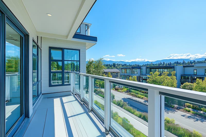 A Modern Vinyl Railing on a Balcony, Clean and Functional, Urban ...
