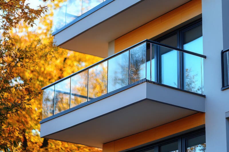 A Modern Vinyl Railing on a Balcony, Clean and Functional, Urban ...