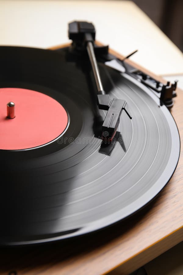 Modern Vinyl Record Player with Disc, Closeup Stock Image - Image of ...