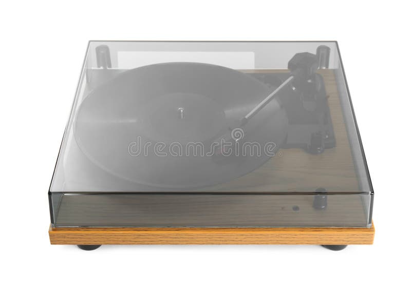 Modern Vinyl Record Player with Disc Isolated on White Stock Photo ...