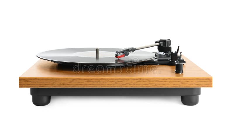 Modern Vinyl Record Player with Disc Isolated on White Stock Photo ...