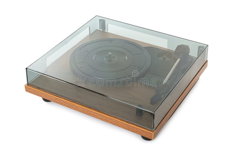 Modern Vinyl Record Turntable Isolated on White Stock Image - Image of ...