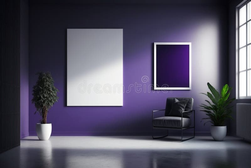 Modern Violet Minimalist Interior Blank, Created with Generative AI ...