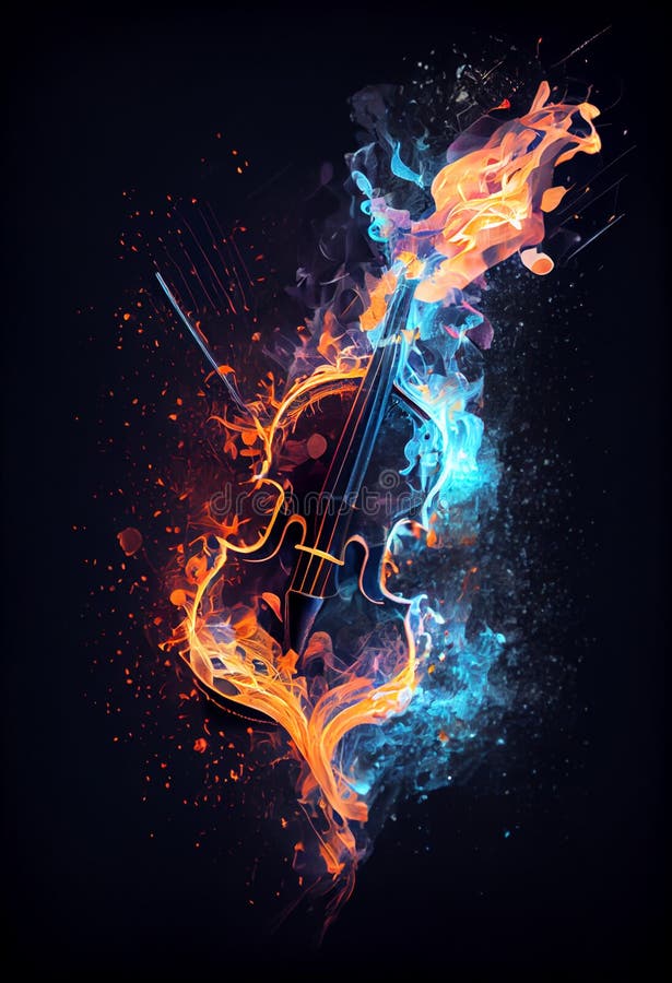 Modern Violin in on Fire stock illustration. Illustration of closeup ...