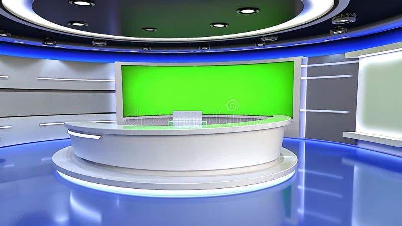 Virtual News Studio Setup with Green Screen and Modern Design Elements ...