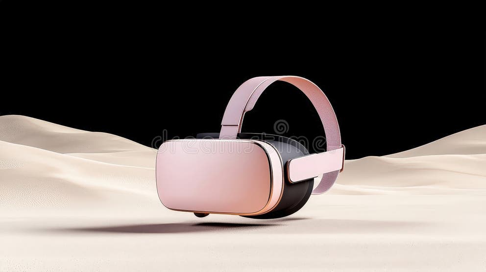 Modern Virtual Reality Headset on Sand Background Featuring Minimalist ...