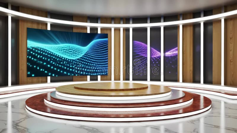 Modern Virtual Studio Broadcasting a Dynamic Abstract Digital Wave ...