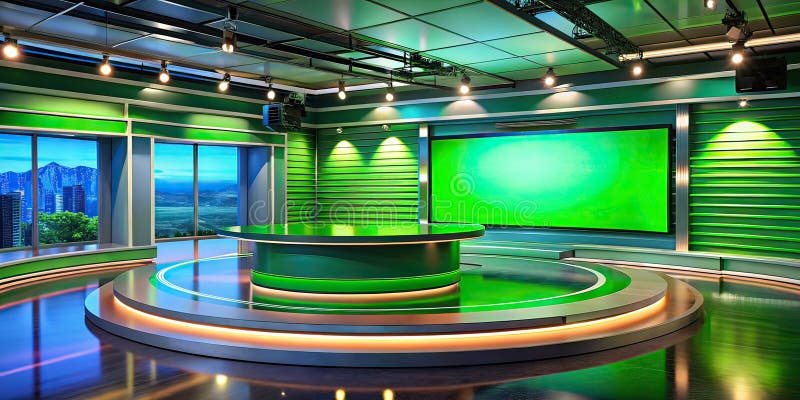 Virtual Set of Professional Broadcast Tv Studio Studio. News Room ...