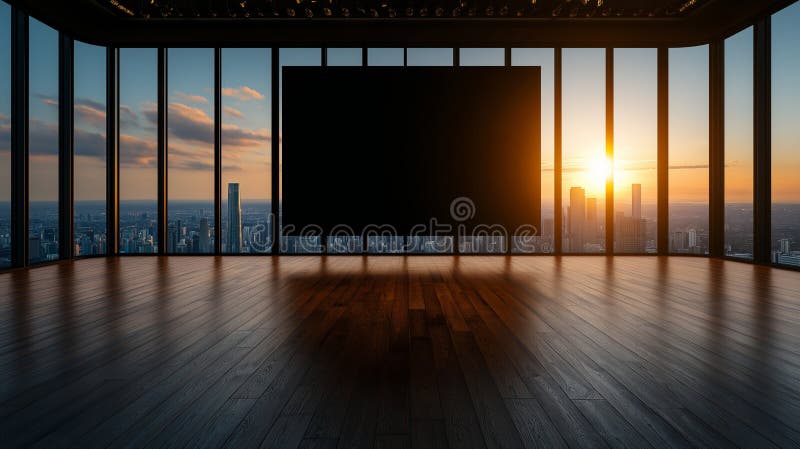 Modern Virtual TV Studio Set with Rounded Corners, Featuring Large Screen Against Backdrop of ...