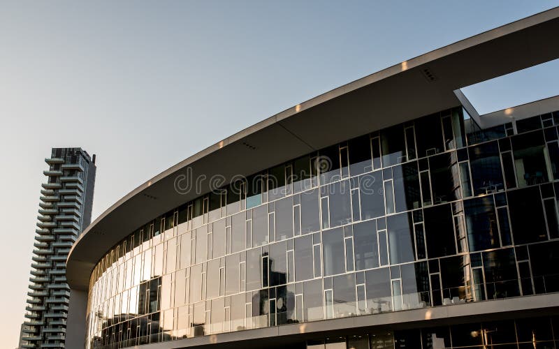 Modern and Visionary Business Building with a Mirror Facade Stock Image ...