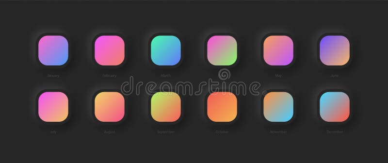 Modern Vivid Color Gradients Set for UI Design Vector on Dark ...