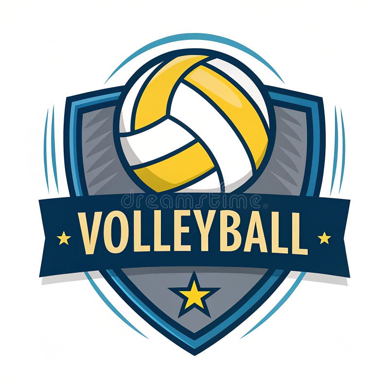 Modern Volleyball Logo with Shield Design Stock Illustration ...