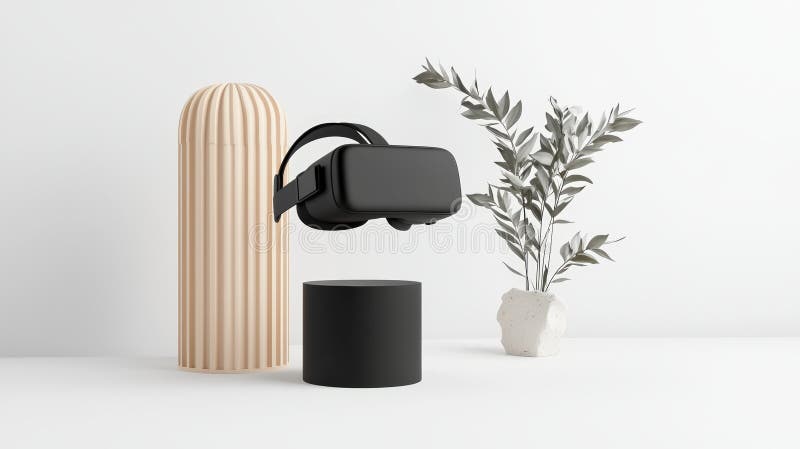 Modern VR Headset with Abstract Decor Items Stock Illustration ...