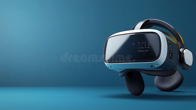 Modern VR Headset with Integrated Headphones on Teal Background AI ...