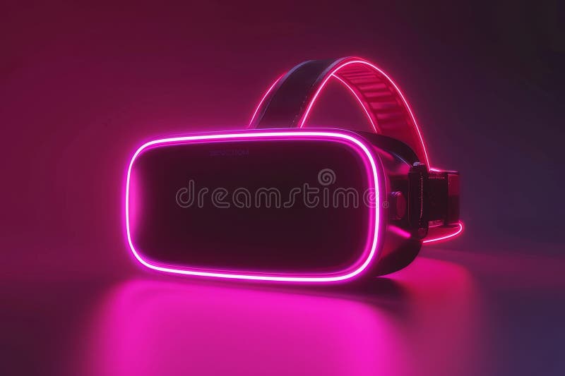 Modern VR Headset with Neon Pink Lights, Representing Advanced Virtual ...