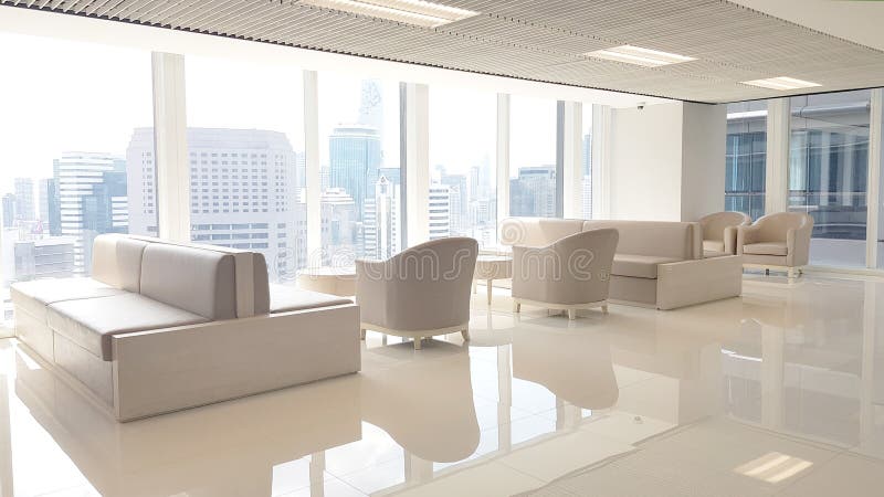 Modern Waiting Lounge or Lobby Interior Scene Stock Image - Image of ...