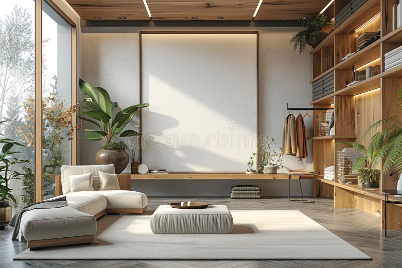 Modern Walk-in Closet with Wall Poster Mockup on a Paper Size Frame ...