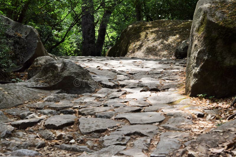 Modern Walkway Made of Natural Stone in the Park Stock Photo - Image of ...