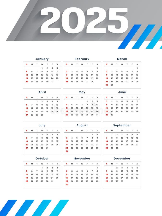 Modern 2025 Wall Calendar Template Organize Event or Task Stock Vector ...